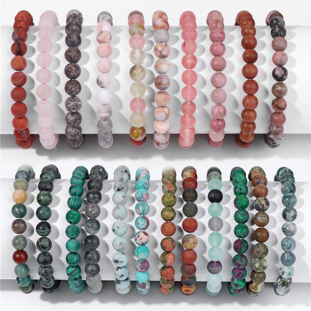 Pulsera de piedras preciosas de 4mm, 6mm, 8mm, mate, cristal curativo ...