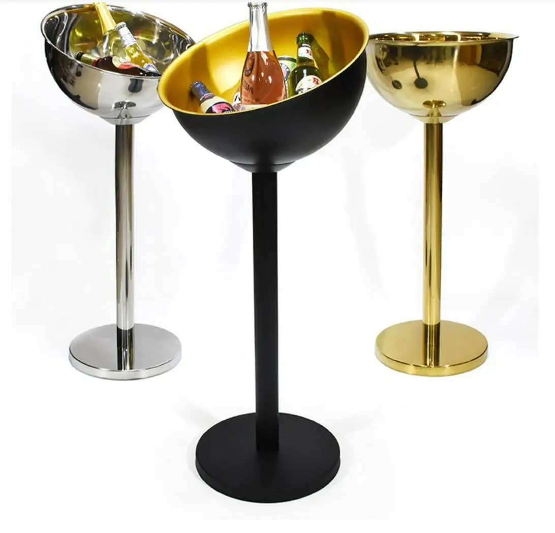 Luxury ICE Bucket with Stand bar Ktv Hotel Stainless Steel Beverage ...
