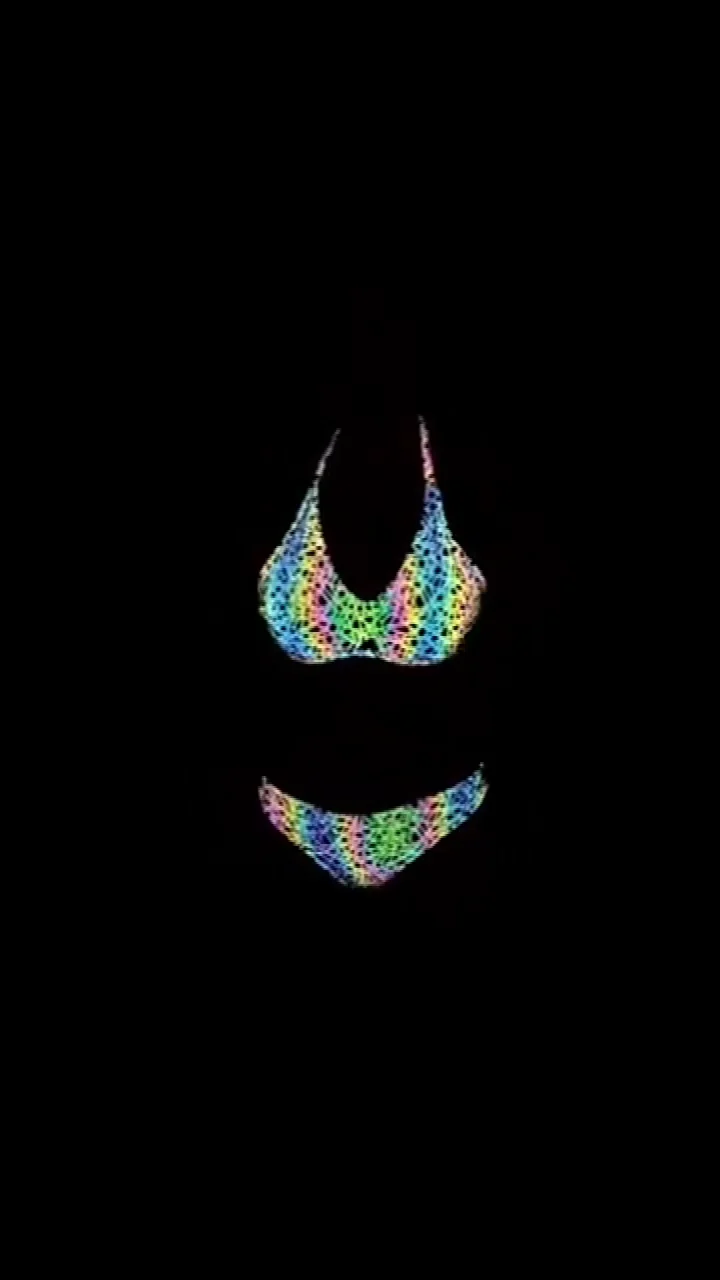 Lady Women Girl Rainbow Reflective Swimwear Bikini Top Panties Set ...