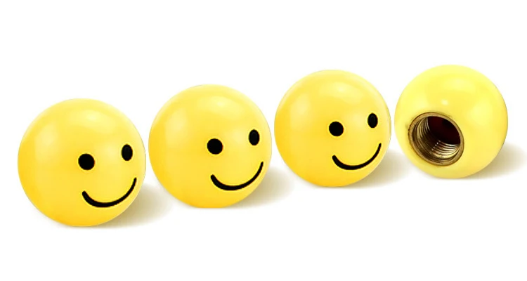 Tire Valve Stem Caps Happy Smile Face Valve Stem Yellow Air Cap Covers ...