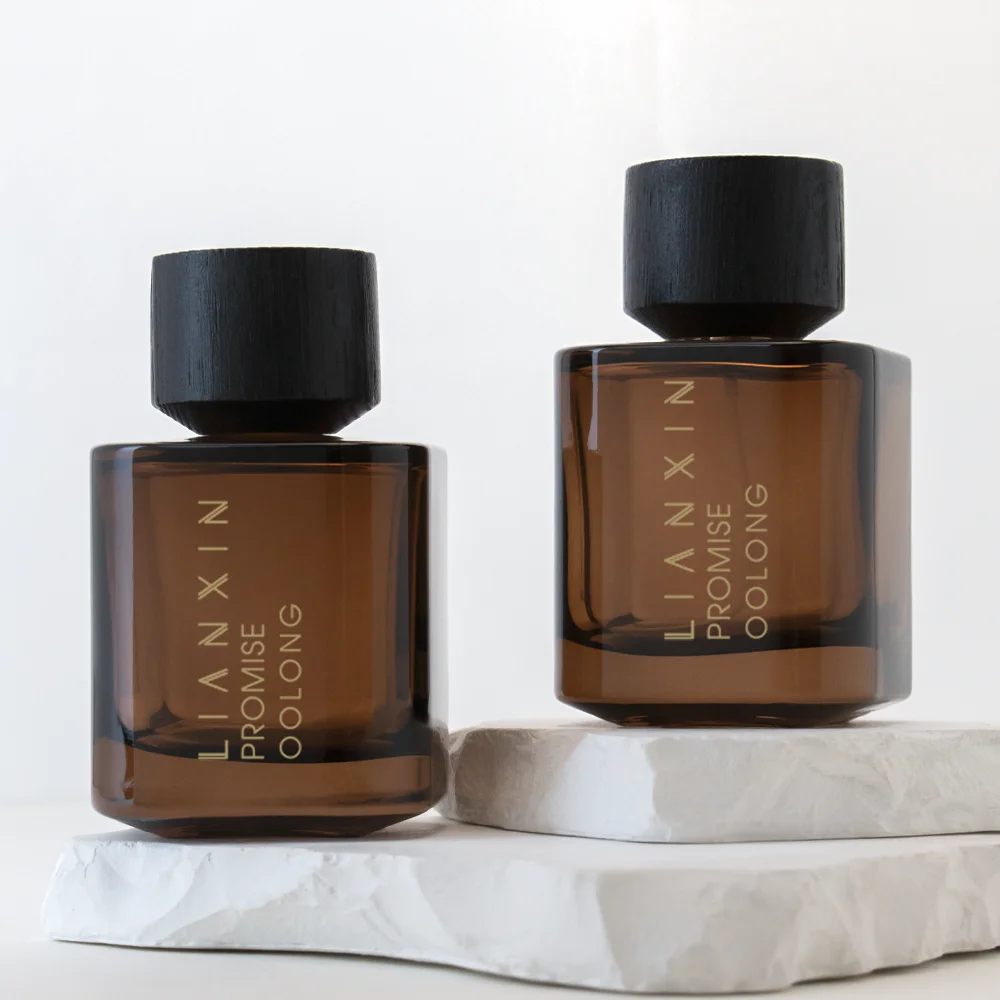 50ml Square Amber Perfume Bottle Cube Accept Custom Glass Perfume ...