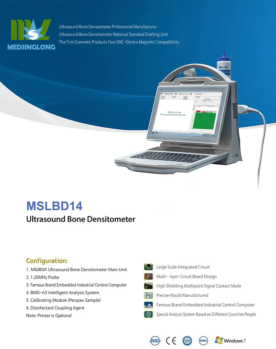 Portable Ultrasound Bone Densitometer Mslbd14 Bone Density Scanner For ...