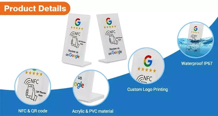 Contactless Social Media 13.56mhz PVC Custom NFC QR Code Display Stand ...