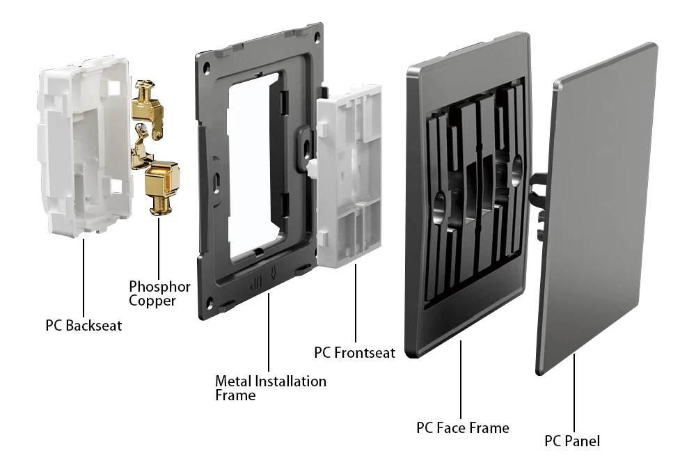 SASO GCC Certificate Electrical Socket 1 Gang 1 Way Big Push Button Wall Light Switch for Dubai ...