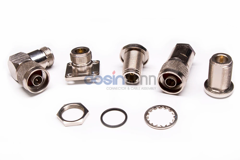 Right Angle Male Pin Rf Coaxial 50 Ohm N Type Connector For Broadcast ...