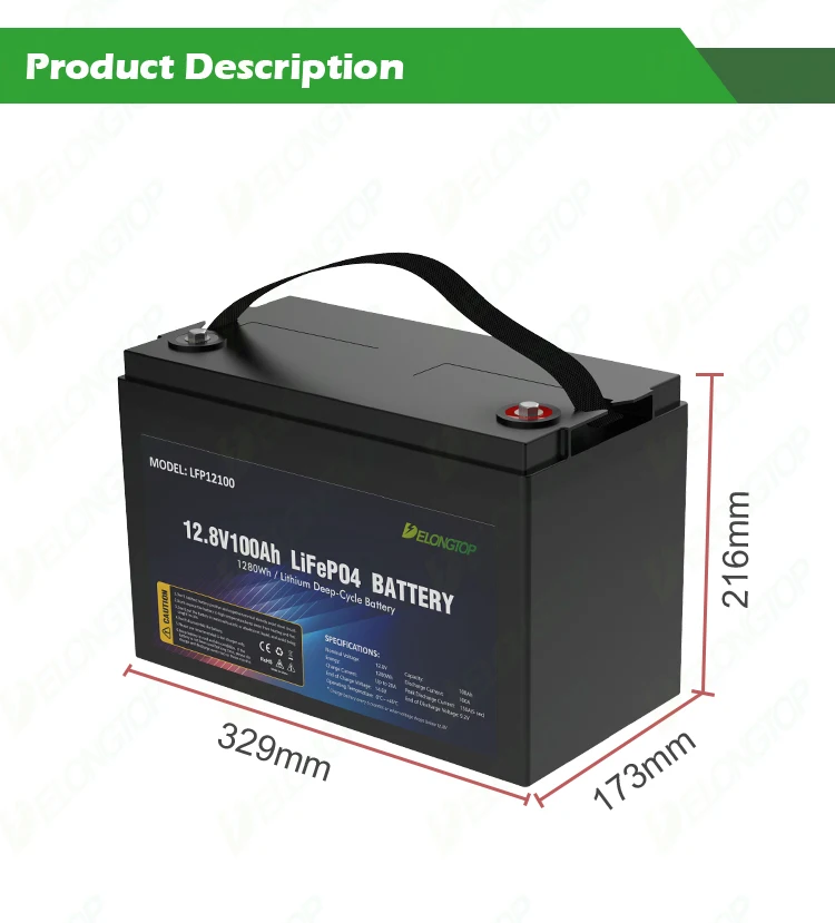 12.8 Volt 100ampere Hour Lifepo4 Battery Pin Lithium Ion Deep Cycle ...