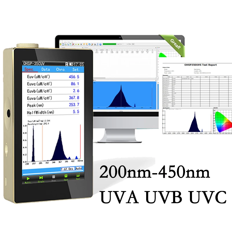 Spectroradiometer UV Lamp Tester - 200-450nm Spectrometers