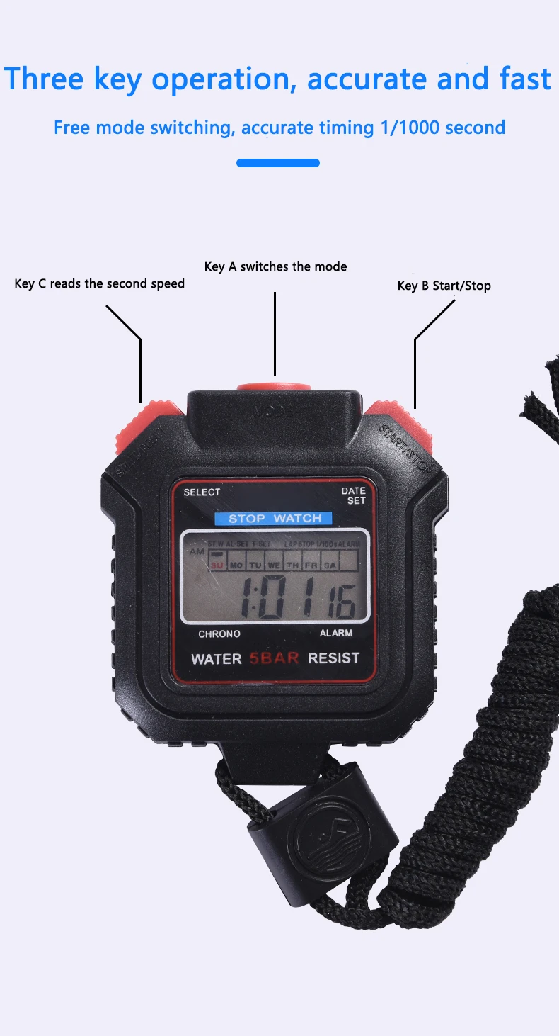 Three Row 10 Track 100 Track Memory Waterproof Electronic Stopwatch ...