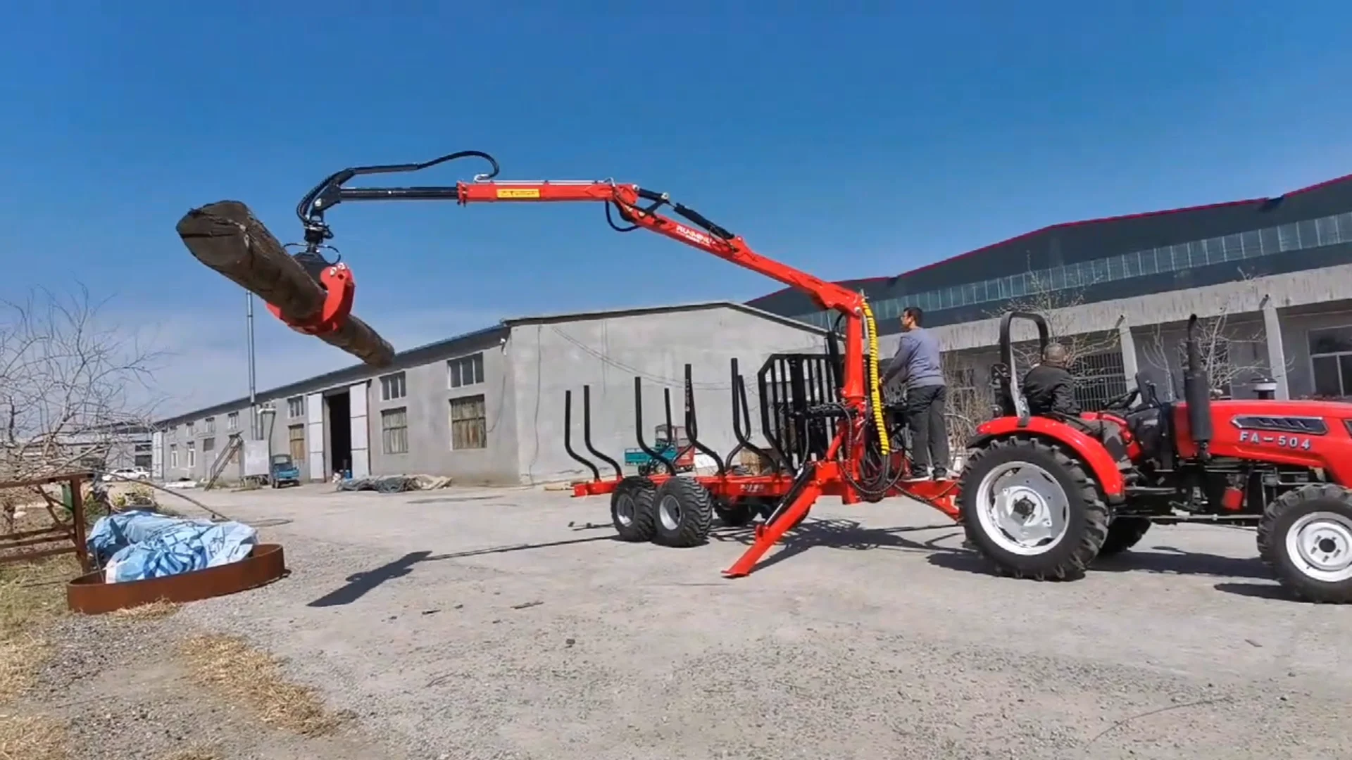 Atv 1.5 Tons Timber Crane Hydraulic Log Loader Firewood Trailer With ...