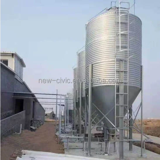 Galvanized Hopper Chicken Farm Feed Silo - 8T Capacity