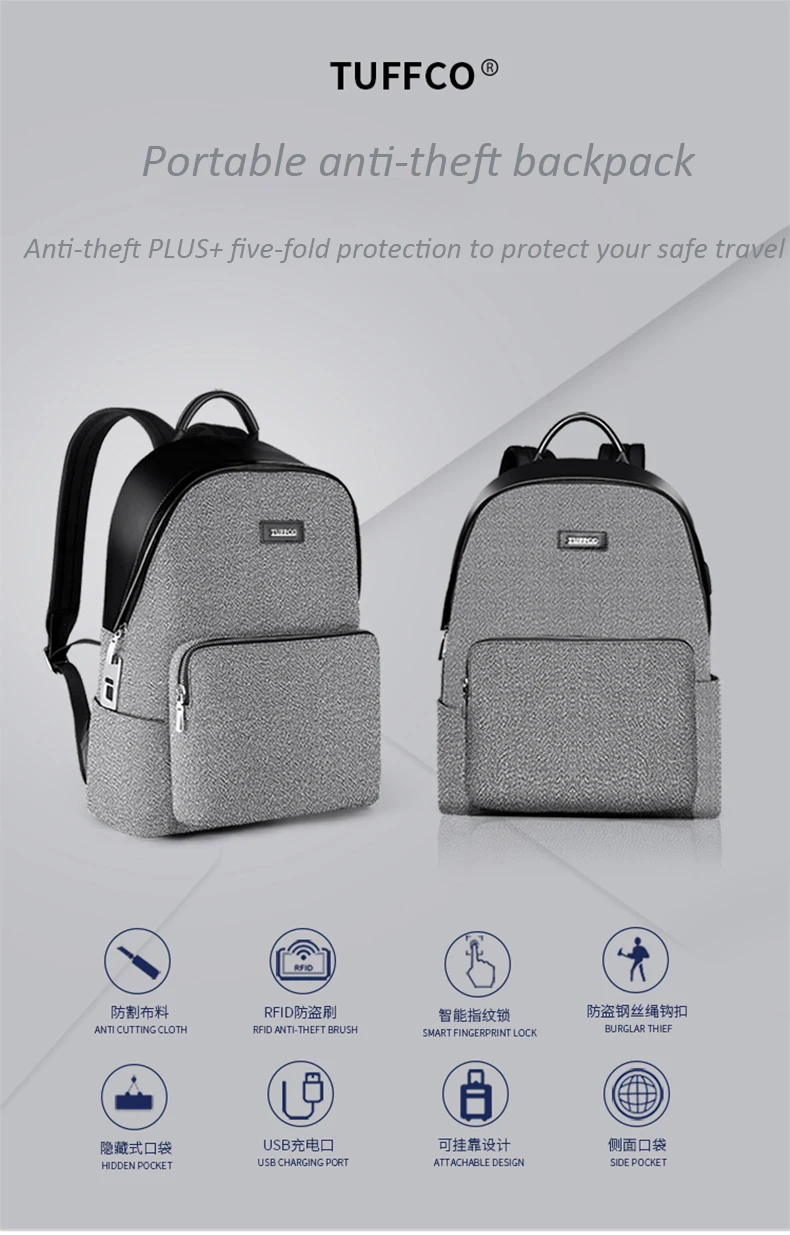 Customizable Anti-theft Unisex Business Smart Backpack With Fingerprint ...