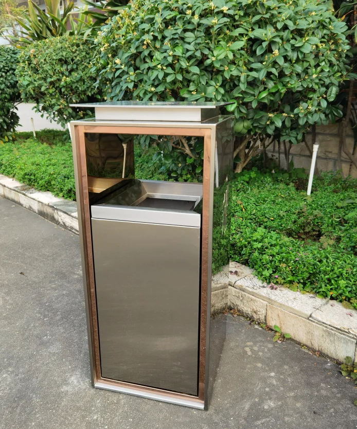 Leasylife Large Commercial Vertical Stainless Steel Trash Can