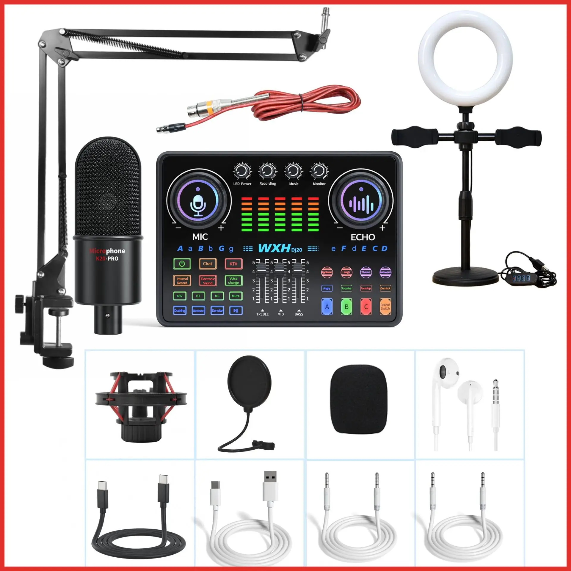 2024 48V Sound Card Full Set for Podcasting & Live Streaming