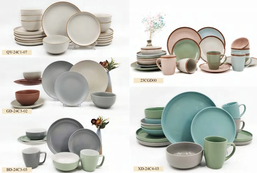 16 Piece Stackable Ceramic Dinnerware Set for Small Kitchens