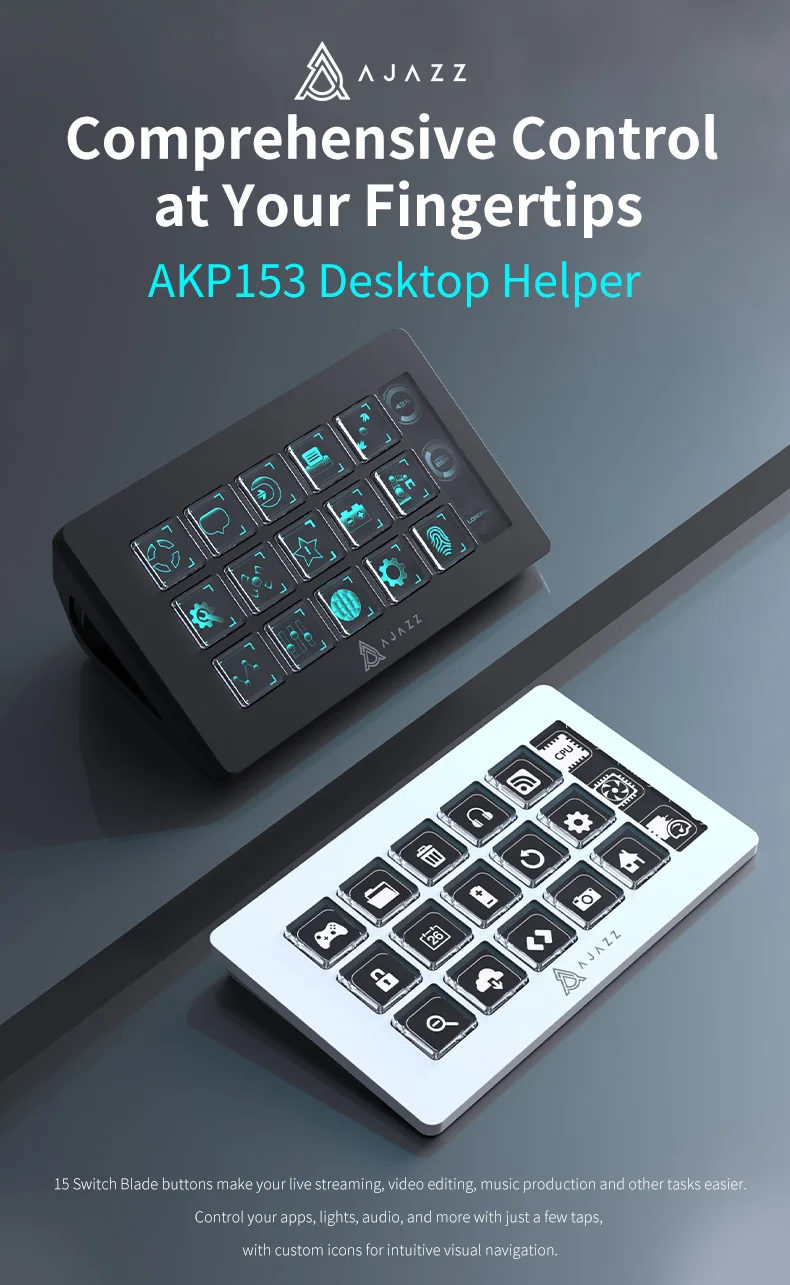 Ajazz AKP153E Programmable Keyboard - Macro Keys & LCD