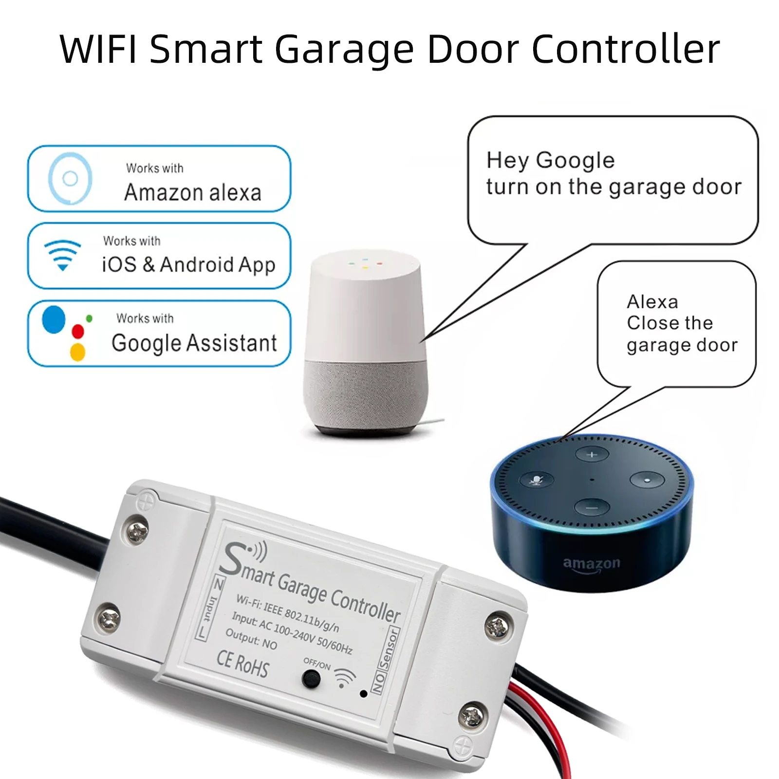 WiFi Garage Gate Opener Smart Garage Controller for Door Auto ...