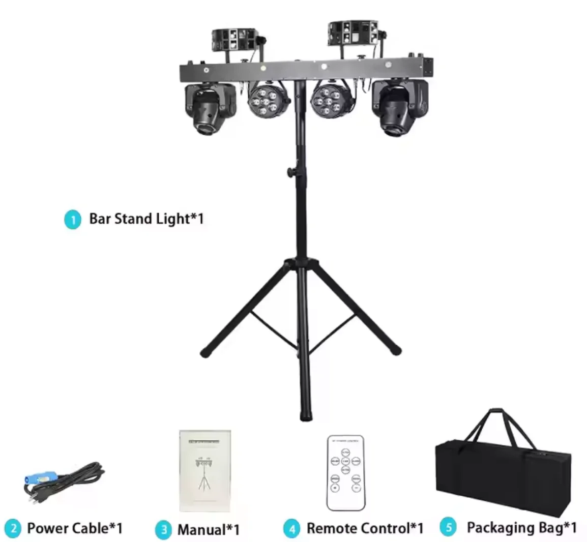 DJ Party Disco Bar Stage Light 6in1 LED Moving Head Par Beam Laser ...