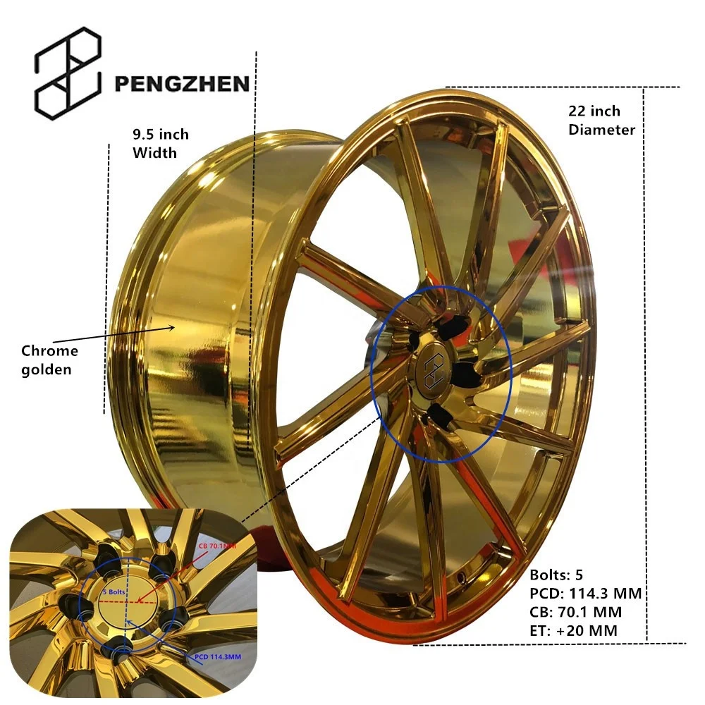 Pengzhen Chrome Gold Spoke Forged 5 X 112 18 19 20 21 Inch Forged ...