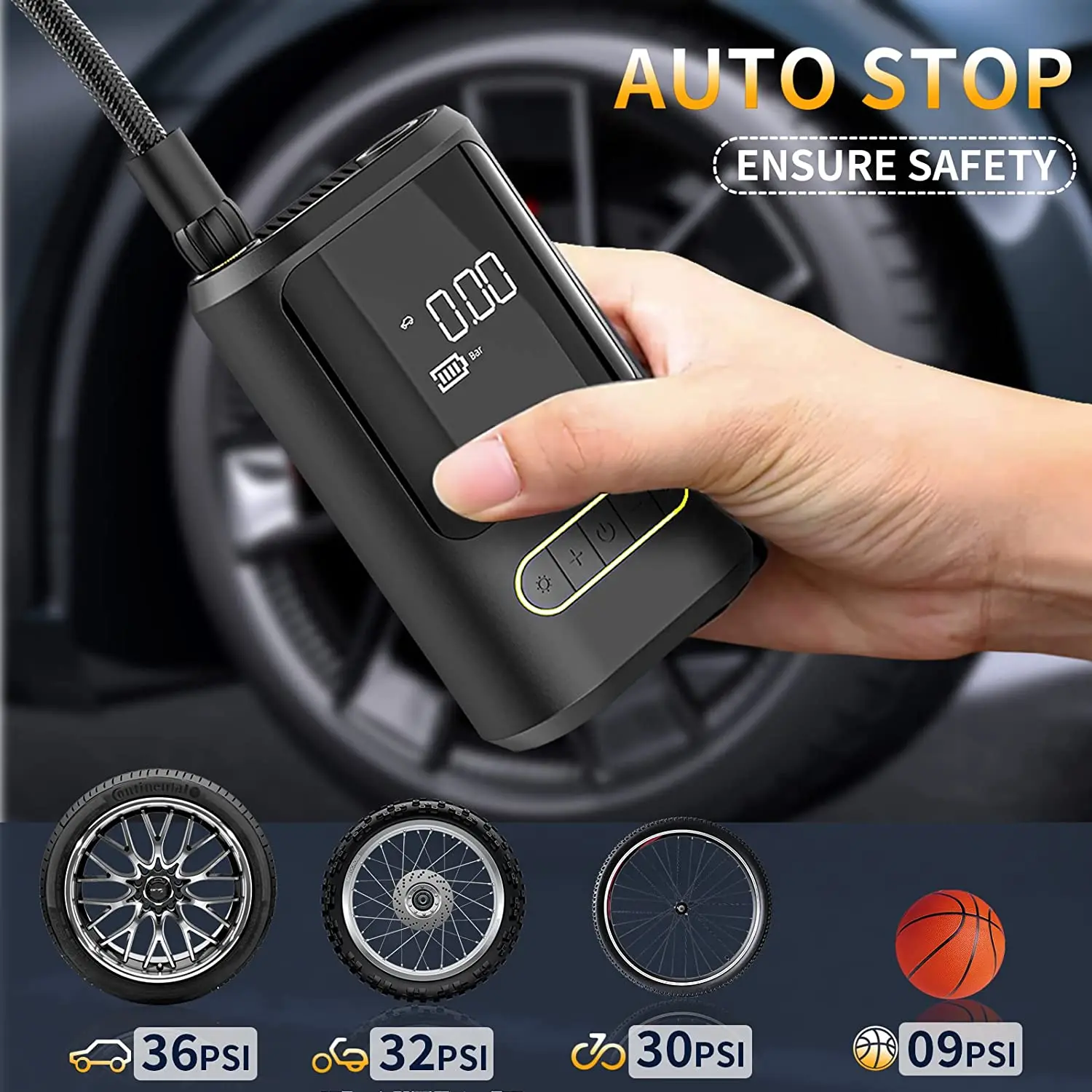 Mini Electric Hand Held Air Compressors - Digital Tyre Inflator