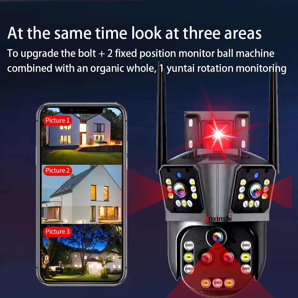 Anxinshi 20MP Wifi PTZ Camera - 5 Lens, 20X Zoom, Night Vision