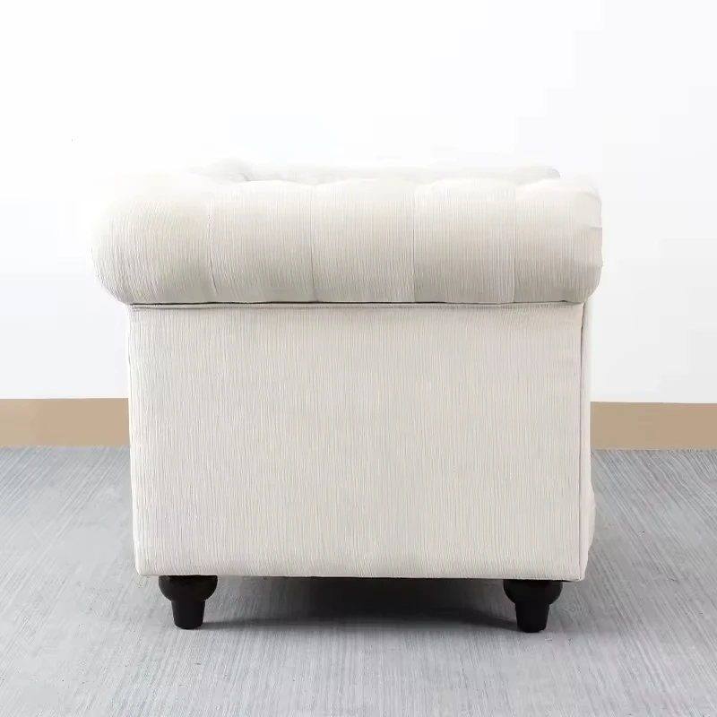 Oxford Club Accent Chair Luxury Fabric Roll Arm Tufted Back Single Sofa ...