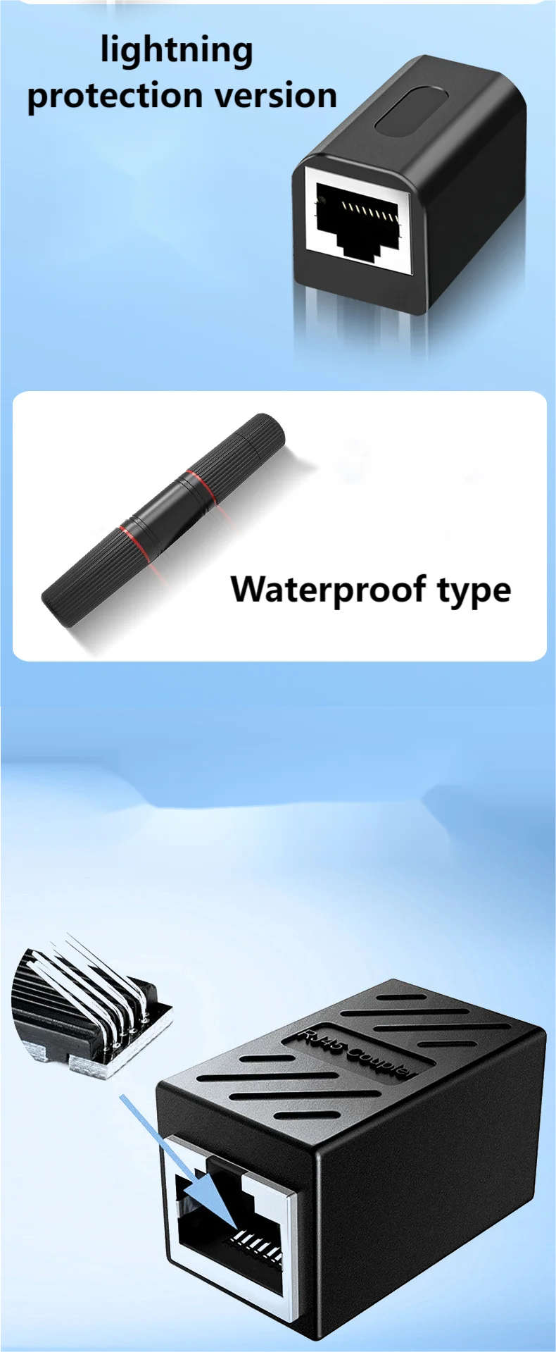 Rj45 Network Cable Connector Network Ethernet Dual Straight Head Lan ...