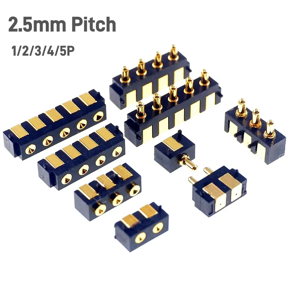 SMT Spring-Loaded Pogo Pin Connector 1 2 3 4 5 Position 2.5 Grid 90 ...