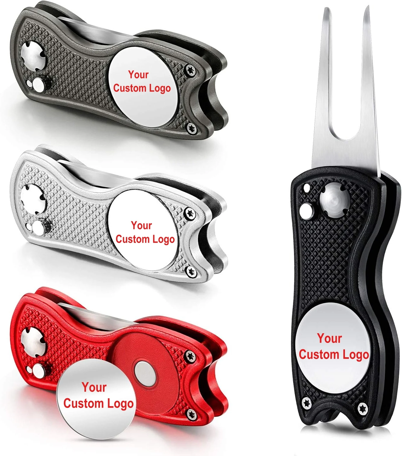 2 in 1 Stainless Steel Foldable Golf Repair Fork Tool with Custom Logo ...
