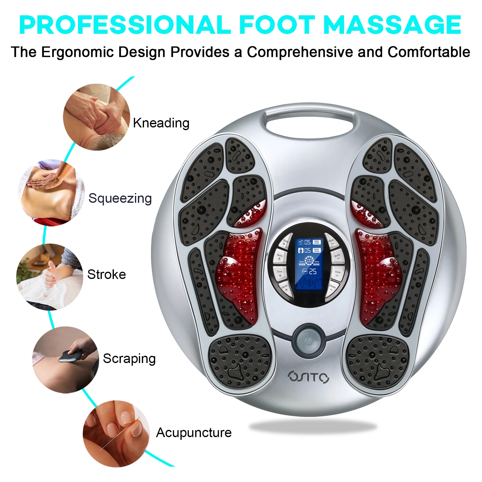Machine de circulation des pieds Medic Foot Massager avec unite TENS EMS Pieds Jambes Sante pour soulager les douleurs et les crampes