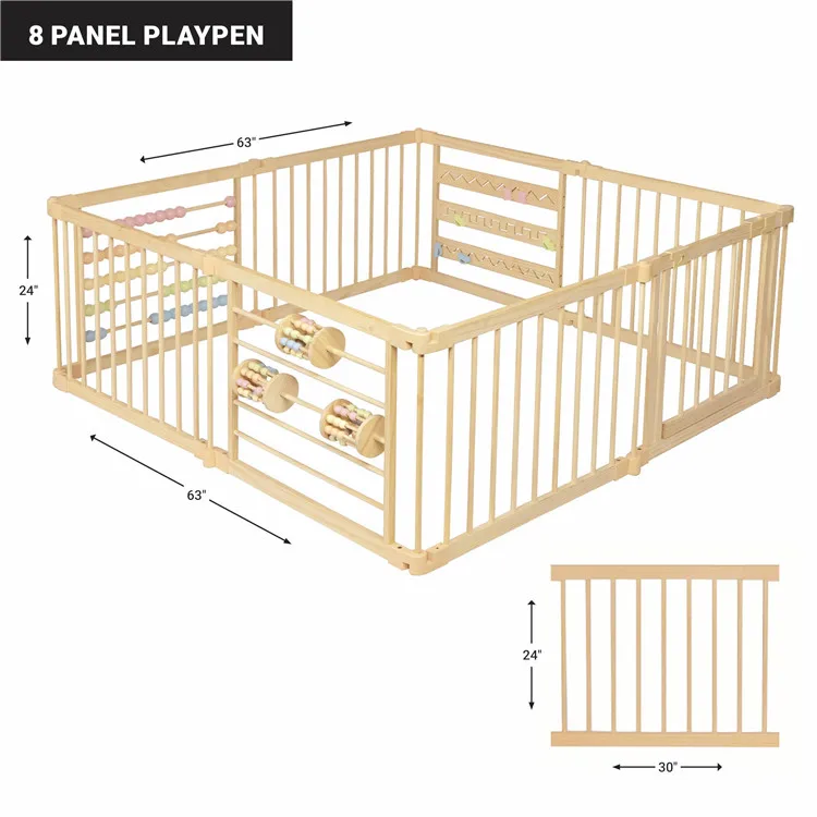 Extra Large Wooden Playpen for Toddlers and Babies - Foldable, Eco ...