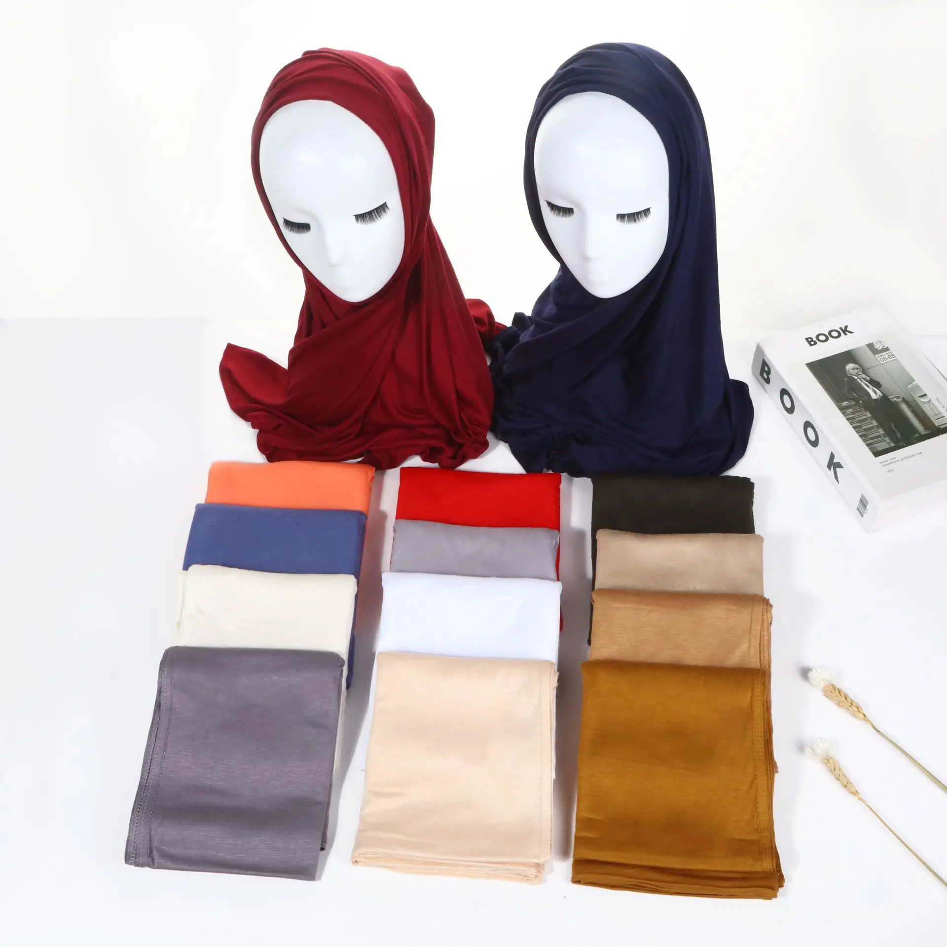 Beautiful Middle Eastern Muslim Hijab Soft Silk Cotton Multi Color Pure ...