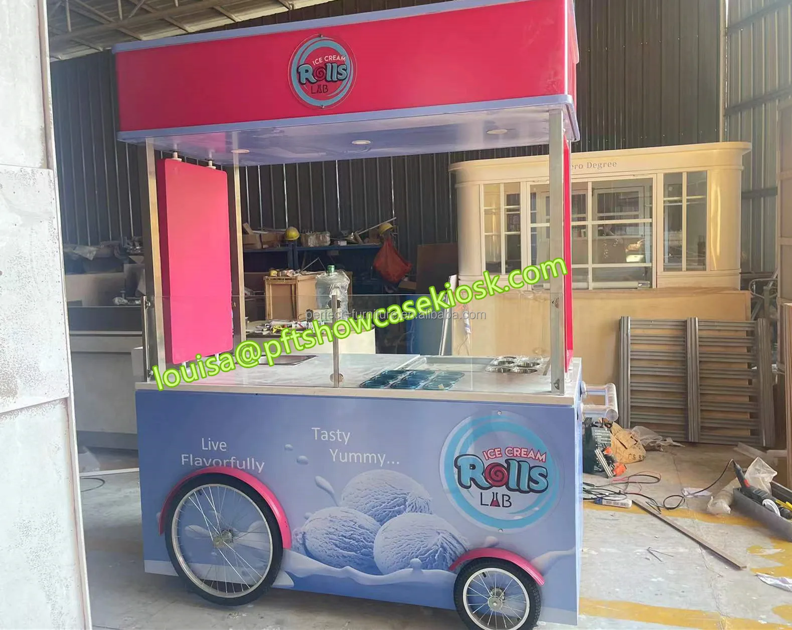 Customized Rolled Ice Cream Kiosk Mobile Food Cart Sale - Buy Rolled ...