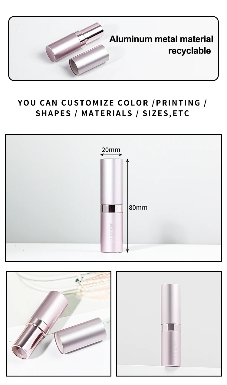 Luxury Metal Aluminum Lipstick Tube Container 12.1 Inner Cup For Screen ...