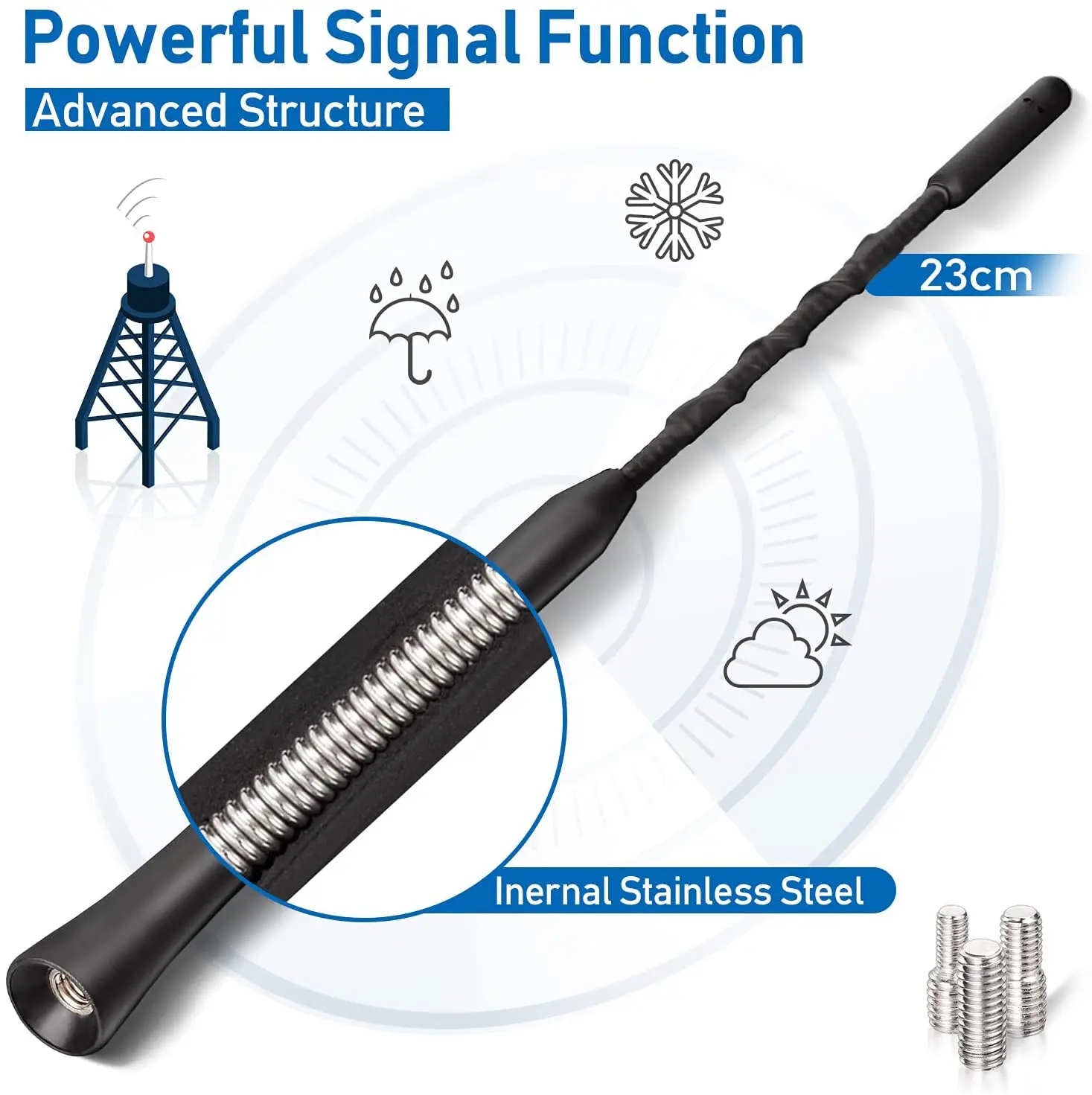 Stainless Steel Telescopic Mast Antenna External FM Radio Indoor 170mm ...