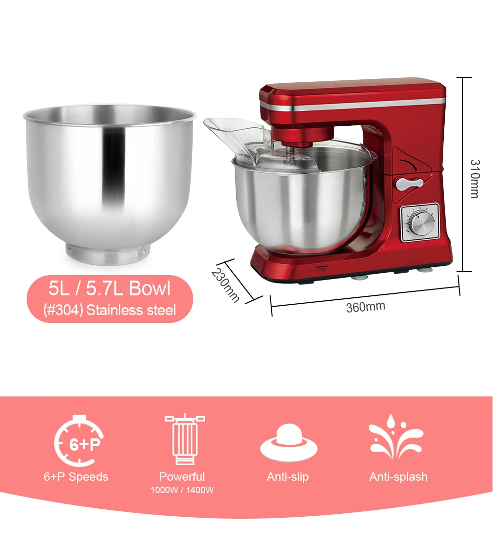Kitchen 6.5L Automatic Electric Cake Mixer Accessories Head Steel ...