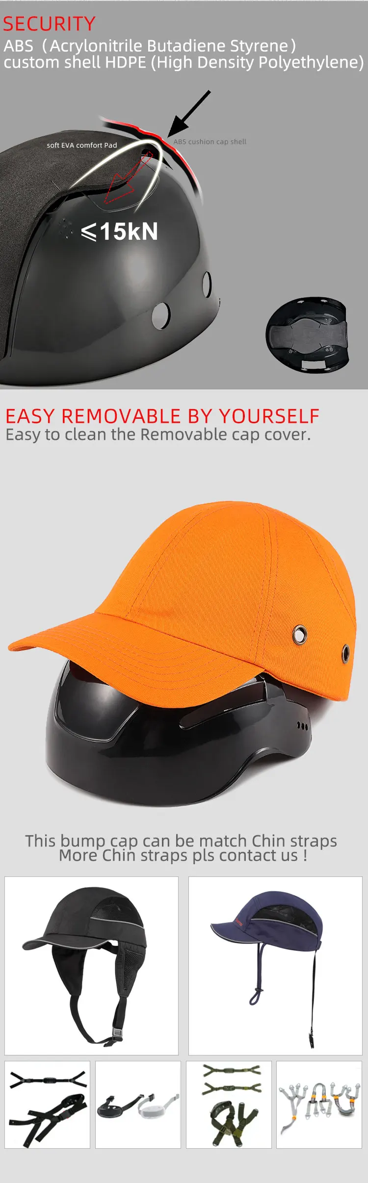 Custom CE EN812 Safety Bump Cap - Reflective & LED Helmet