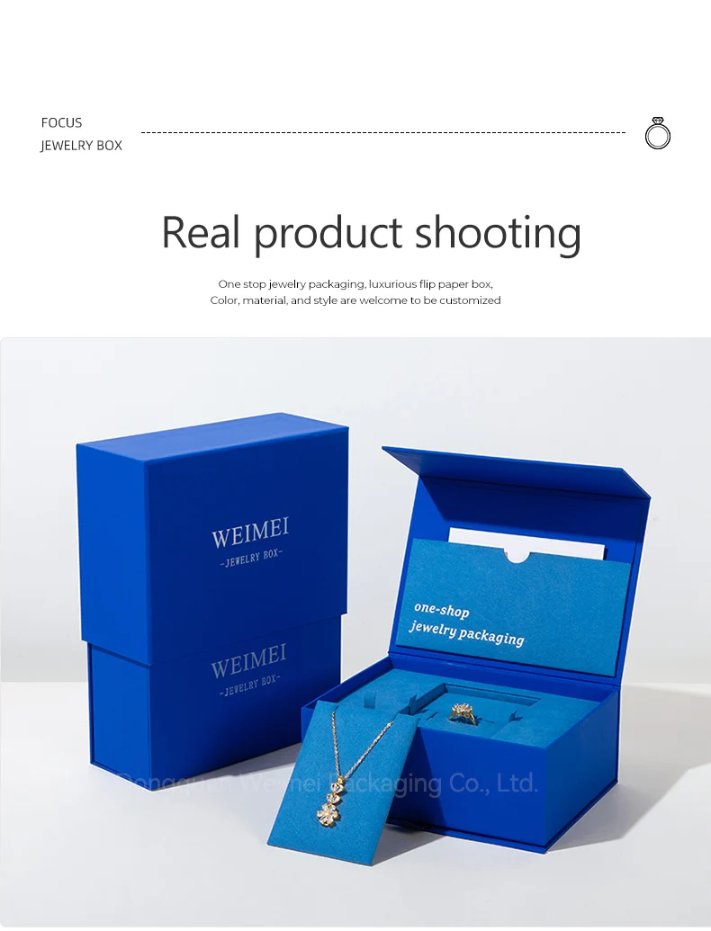 WEIMEI FSC Blue High-end Jewelry Packaging Set Box Paper Ring Jewelry ...