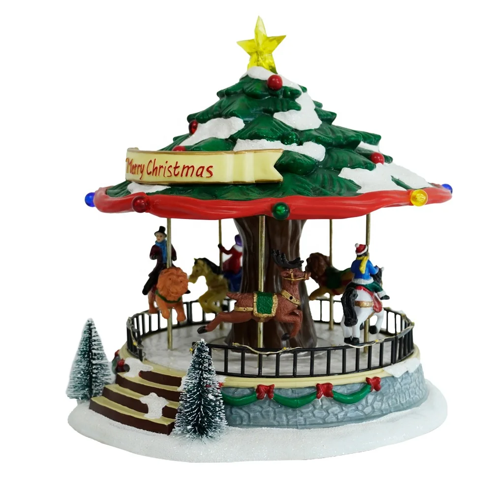 Led Plastic Carousel Music Box Christmas Tree Carousel With Turning ...