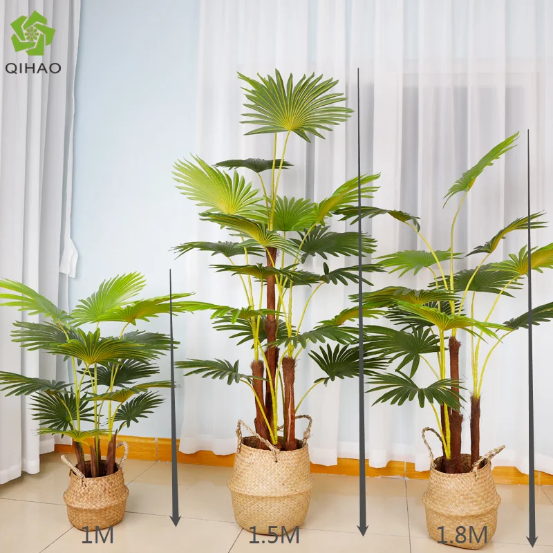 Artificial Big Fan Palm Tree Plant With 3 Different Sizes Green ...