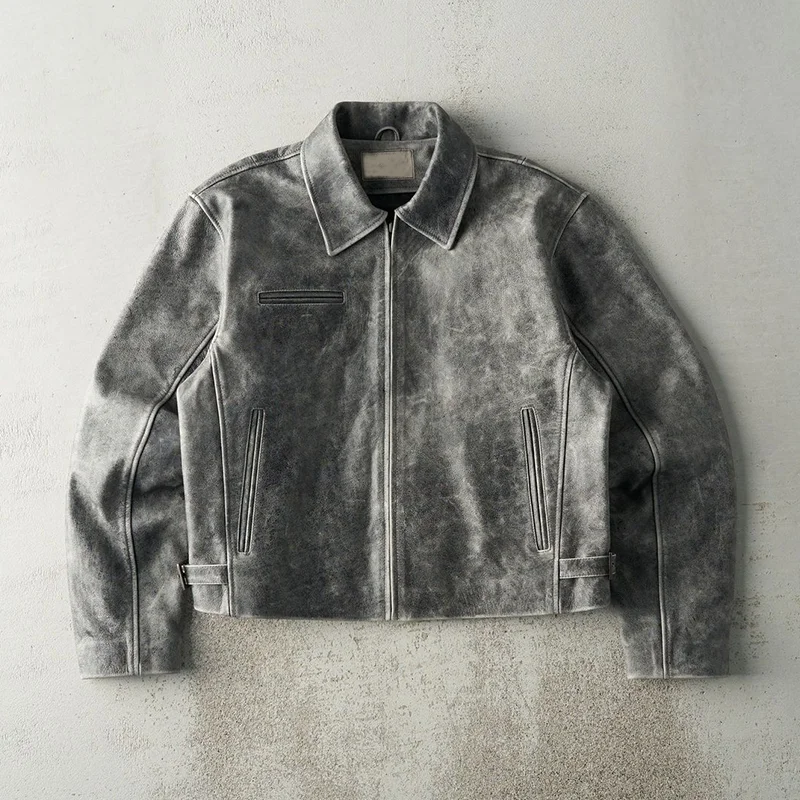 Shop Custom Vintage Discolored PU Leather Jackets for Men & Women