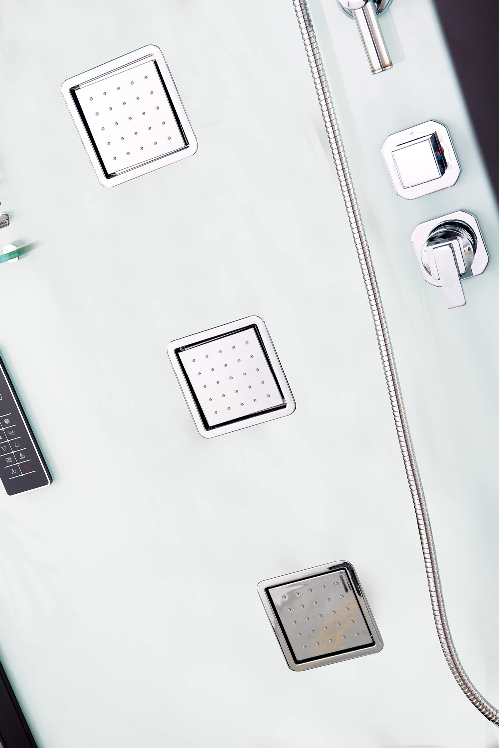 Integral Shower Cubicle Bathroom Cubicle Shower With Black Glass Panel ...