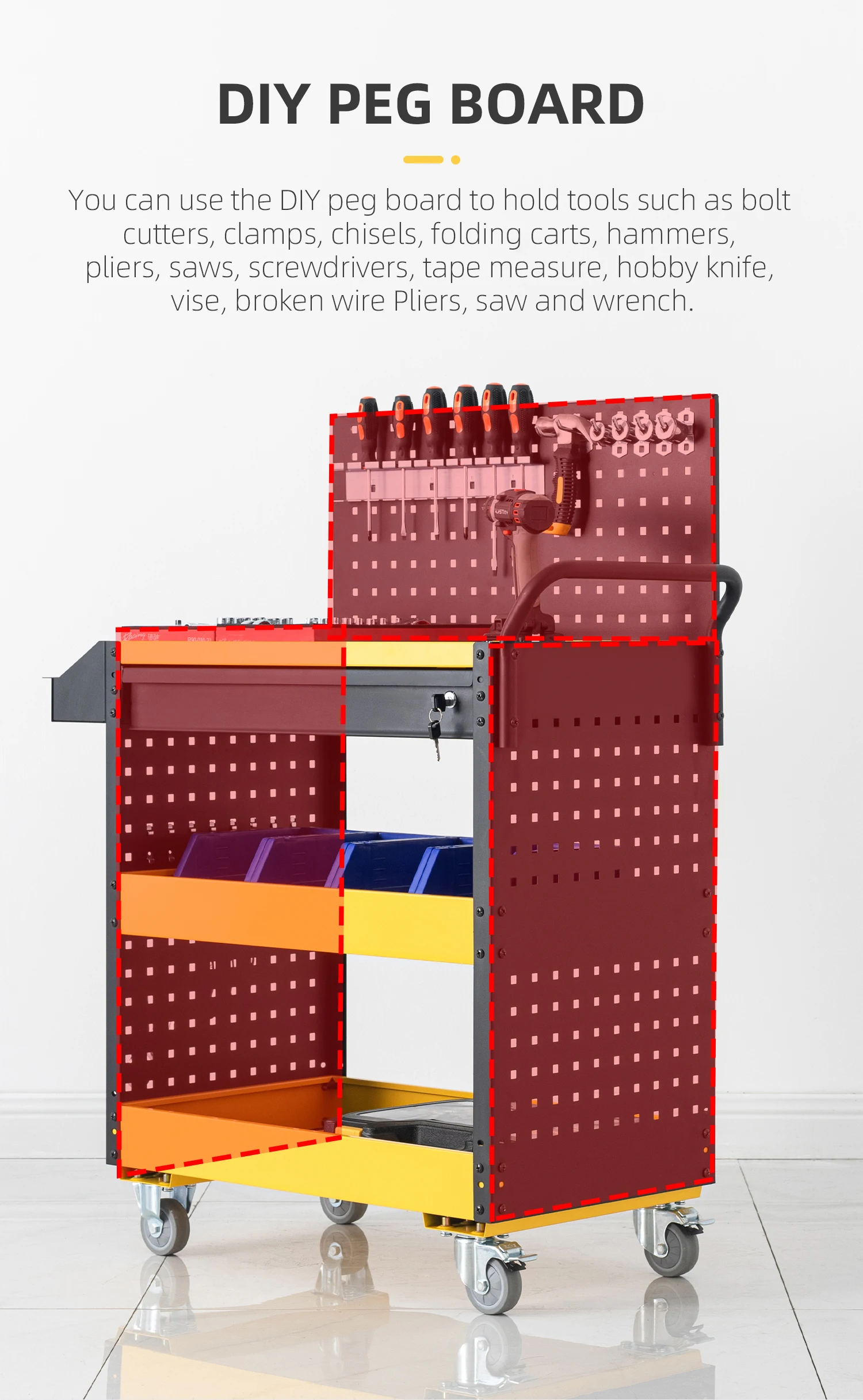 Multifunctional Tool Cart Utility Tool Cart Rolling Mechanic Tool Cart ...