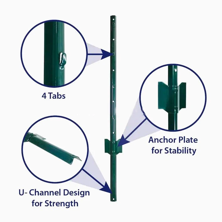 Factory-powder Coated Steel U Fence Post Metal Security Fence For Farms ...