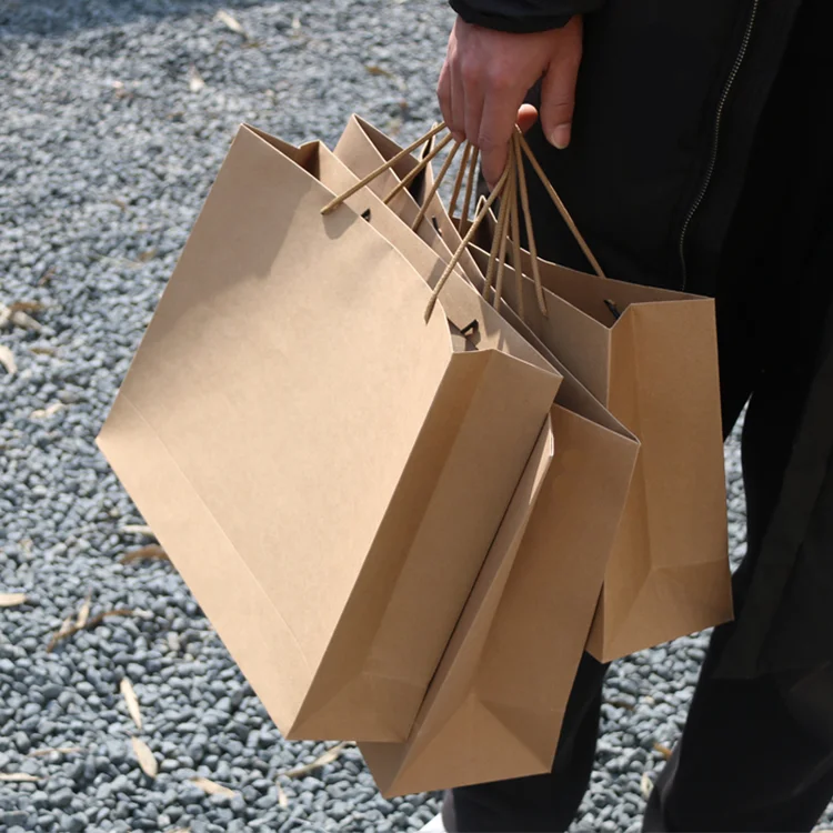 Colorful Kraft Paper Bag Shopping Tote Bag With Logo Print Customized ...