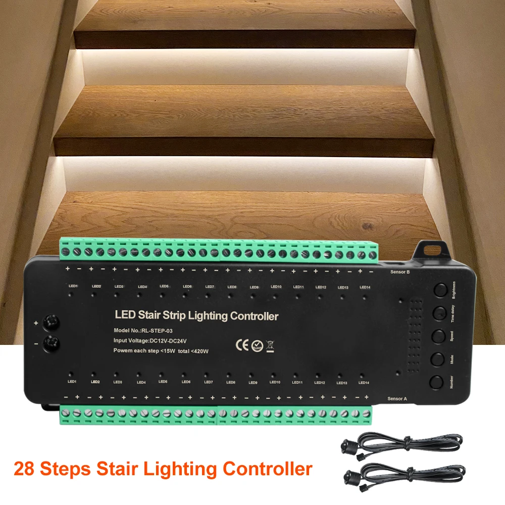 LED Stair Step Motion Sensor Light - 28 Way Controller