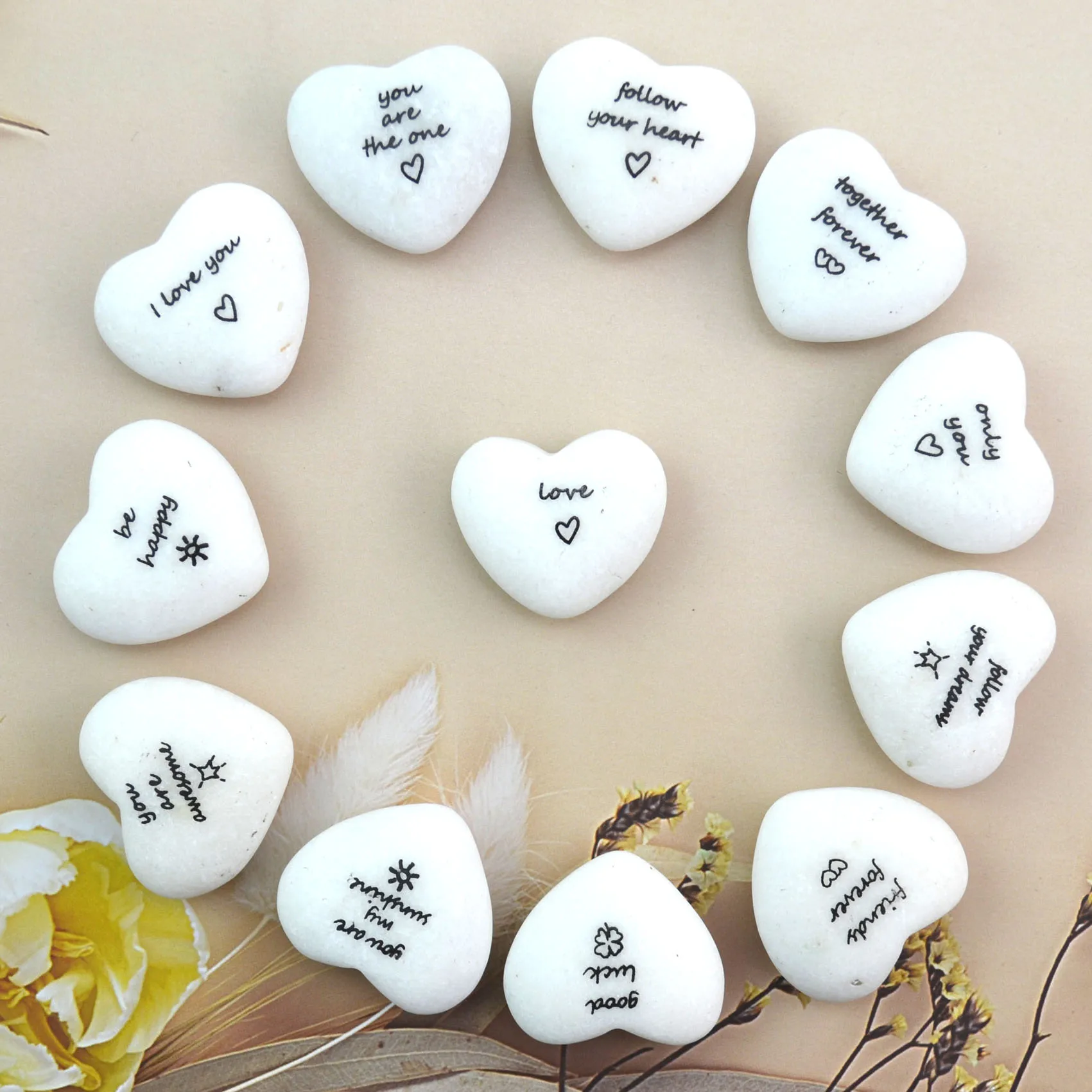 Customized Natural Stone Gifts Home Decoration Lettering Stone White ...