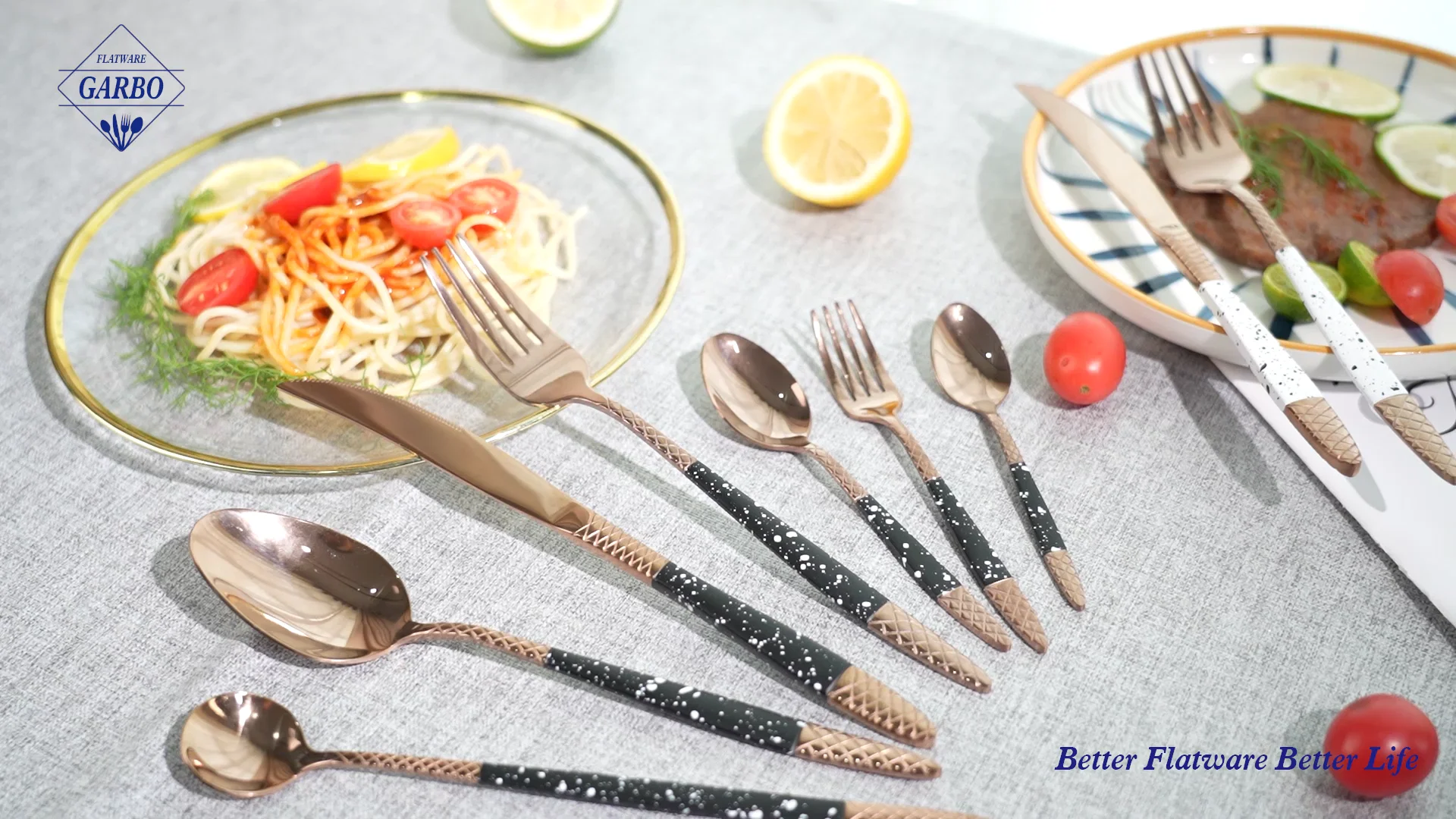 Restaurant Kitchen Gold Dinner Knife Fork And Spoon Set Luxury Custom ...