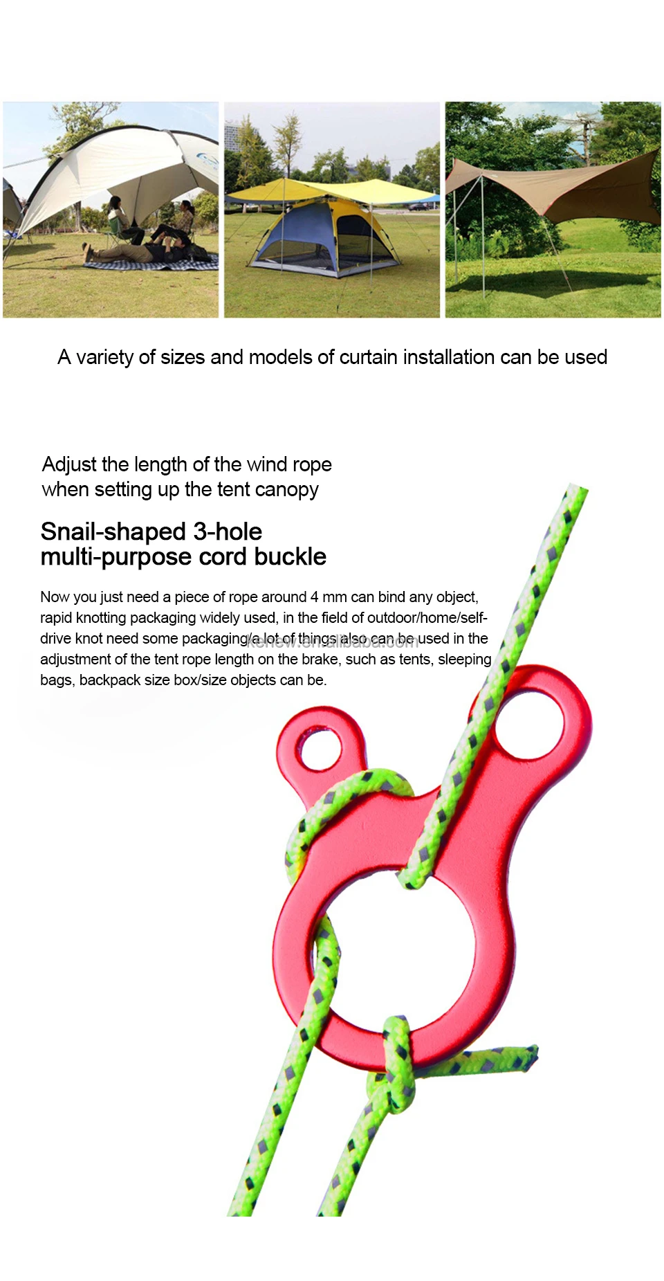 Tent Guy Lines Tensioners - Durable Aluminium Alloy Adjusters