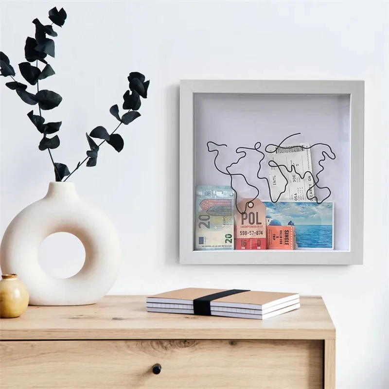 Ticket Shadow Box Diy Memento Frame Stylish Display Case Wooden Memory ...