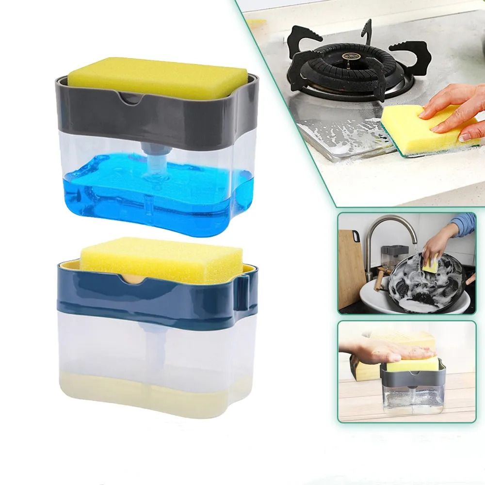 2 In 1 Scrubbing Liquid Detergent Dispenser Press-type Liquid Soap Box ...